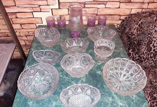Хрусталь и набор кувшин со стаканами