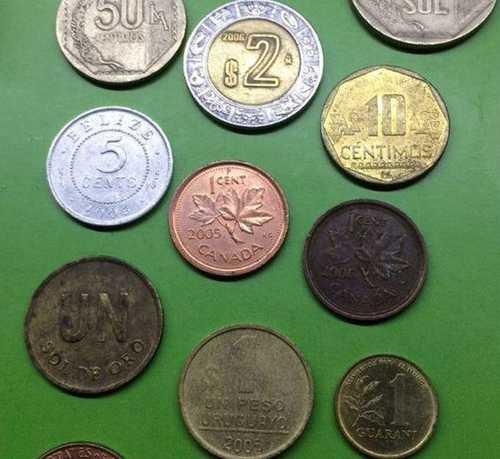 Монеты Северной и Южной Америки 15 шт набор