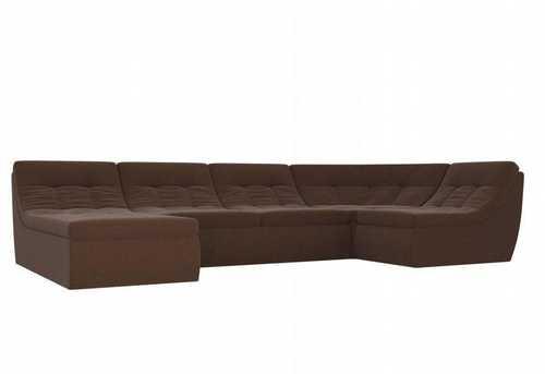 П-образный модульный диван Холидей рогожка коричне