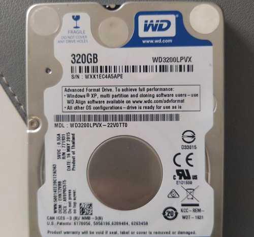 Жесткий диск HDD WD 320GB 2.5" WD3200lpcx