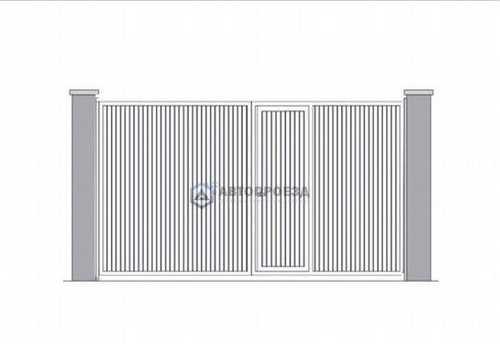 Распашные решетчатые ворота с калиткой