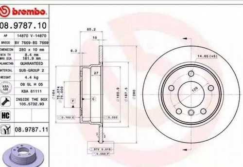 Brembo 08.9787.11 Диск тормозной UV Coated зад