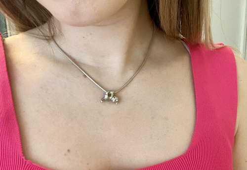 Серебряная цепь с подвеской Кот