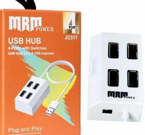 USB-разветвитель (Хаб) JC517 4USB Ports 2.0 (White