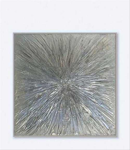 Картина "Луч", минимализм, абстракция, серебро