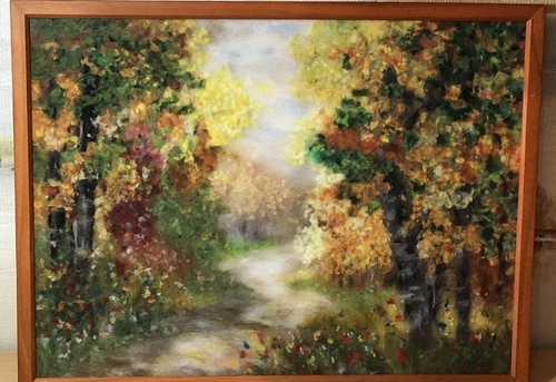 Картина из шерсти «Осенний лес»