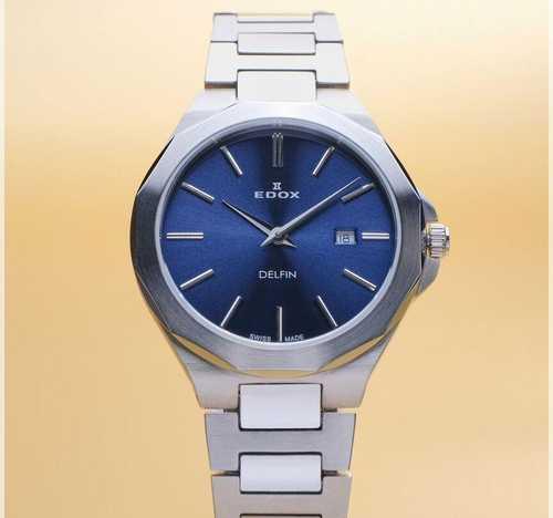 Женские швейцарские часы Edox Delfin с синим цифер