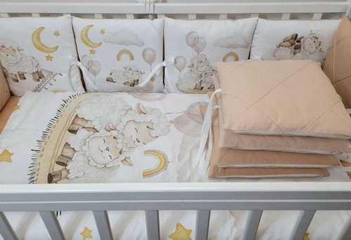 Бортики для детской кроватки со съемными чехлами