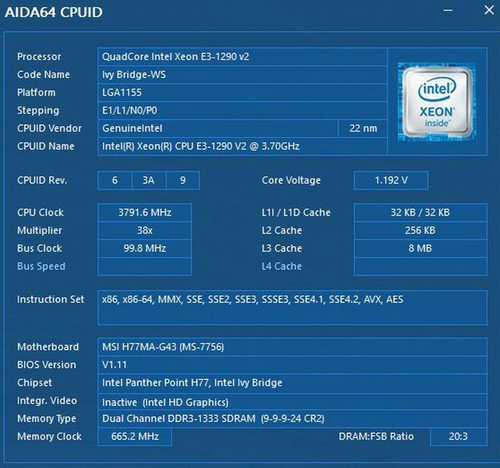 Intel Xeon e3 1290 V2 E3-1290V2