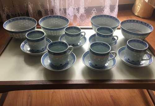 Китайский чайный сервиз рисовый фарфор