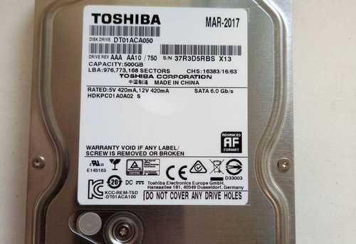 Hdd жёсткий диск 3,5 500 gb toshiba dt01aca050