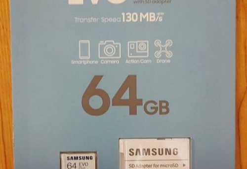 Micro SD Samsung EVO Plus 64 гб class 10