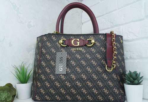Сумка новая Guess люкс коричневая с бордовым
