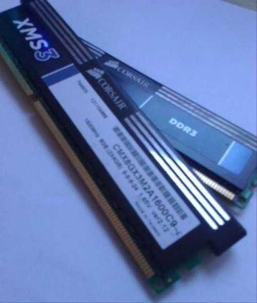 Озу 2 по 4 DDR3 1600MHz Corsair XMS3