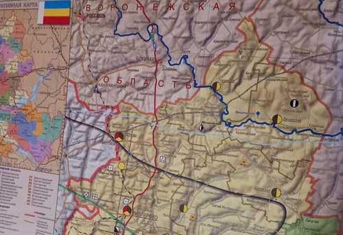 Карта Ростовской области ламинированная, матовая