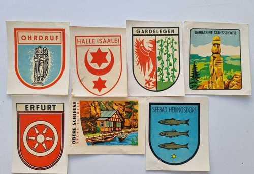 Картинки Гербы городов переводные ГДР винтаж