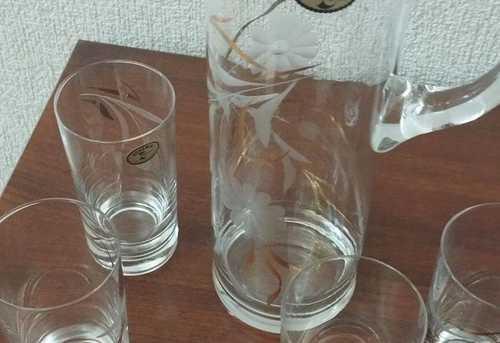 Богемия кувшин и 4 стакана