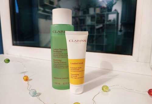 Набор Косметика Clarins, тоник 200 мл, скраб 50 мл