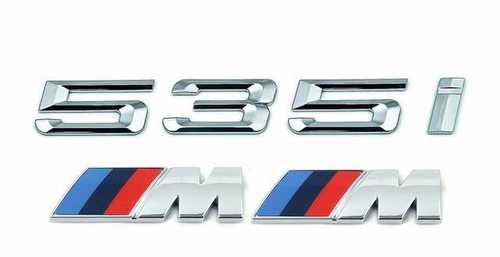 Комплект: шильдик BMW 535i + M-performance хром