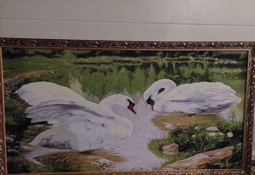 Картина из гобелена лебеди 120*68см