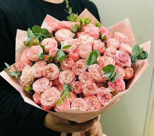Пионовидные розовые розы 30шт