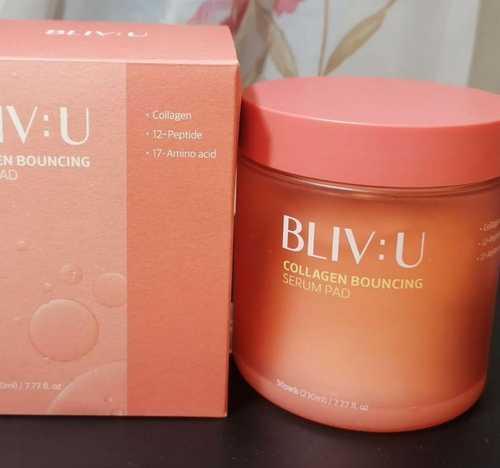 Bliv:U Тонер диски пэды для лица Collagen, 50шт