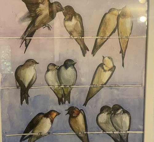 Картина "Птицы"- акварель