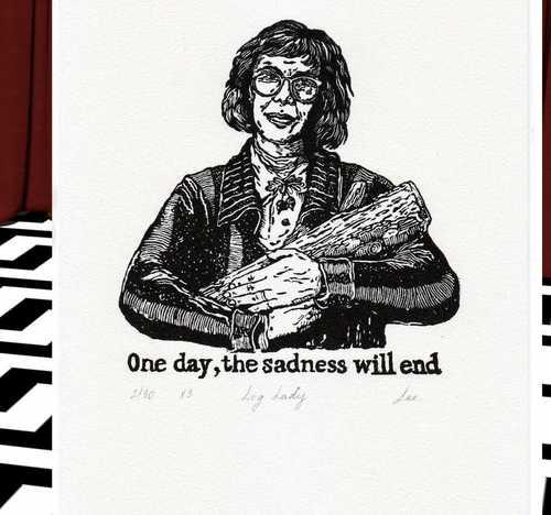 Линогравюра "Log Lady", Дама с поленом, Твин Пикс