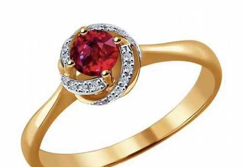 Золотое кольцо Sokolov с бриллиантами и рубином