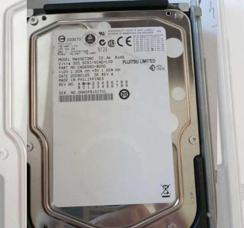 Hdd MAX3073NC scsi 73,5Gb 15K (U320/8Mb/80pin)