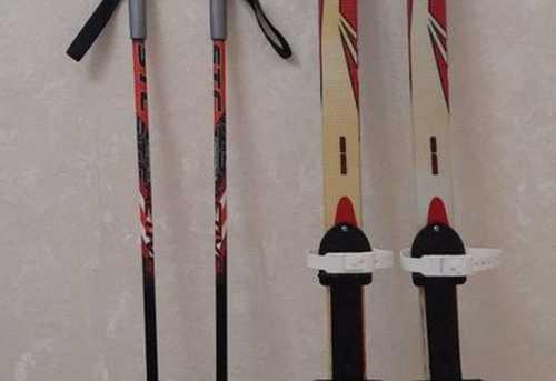 Прогулочные детские лыжи 150см с палками