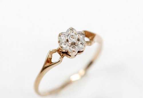 Золотое кольцо с фианитами 585*, форма "Цветок"