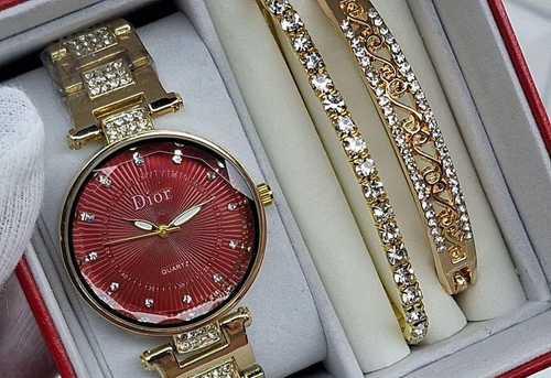 Подарочный набор женский часы Dior с браслетами