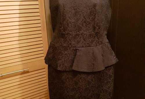 Платье черное футляр с баской 46-48 р