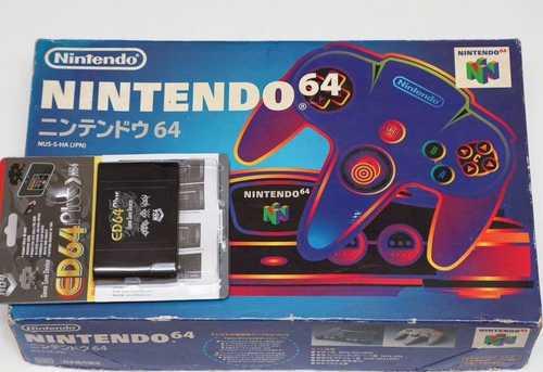 Nintendo 64 (ntsc-J) + Флеш картридж + rumble pack