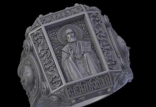 Православное кольцо св. Николай, серебро 925