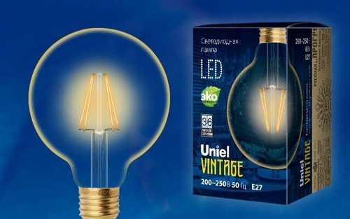 Лампа Лофт LED-G95-6W/golden/E27 led ретро
