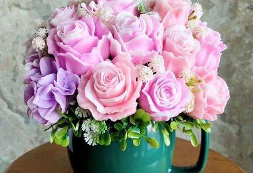 Букет цветов из 25 роз,мыло ручной работы