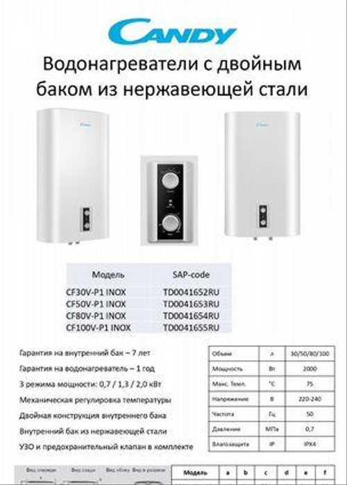 Водонагреватель Haier Candy CF80V-P1 inox