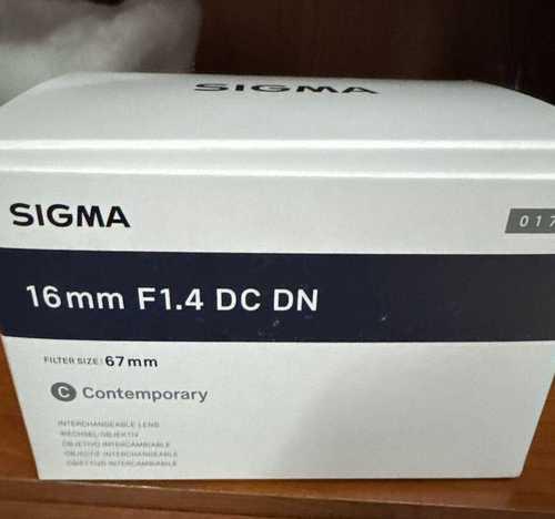 Sigma 16mm f 14 dc dn