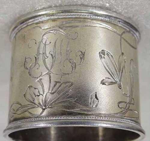Кольцо для салфетки с вензелем "А.Т." Серебро
