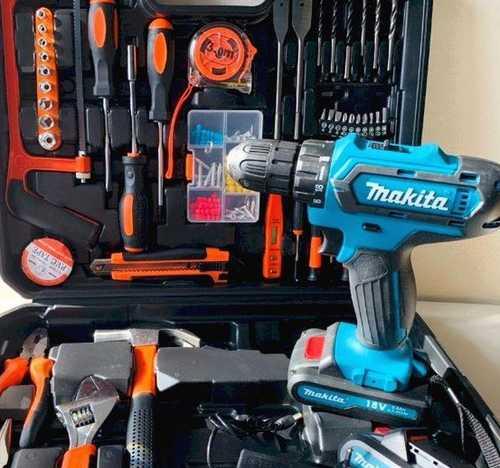 Дрель шуруповерт Makita 18V с набором инструментов
