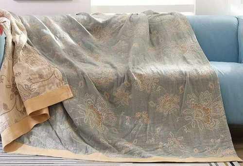 Серо- золотисто-бежевый плед 160 на 210 см