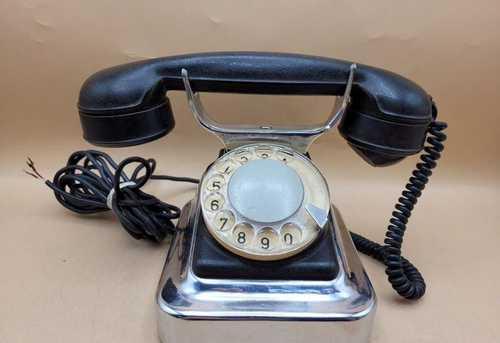 Старинный телефон металл хром карболит