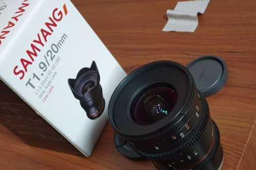 Широкоугольный объектив Samyang 20mm T1.9 Sony E