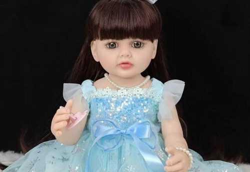 Кукла реборн 55 см (в голубом платье)