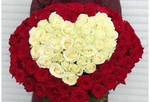 Букет из 101 розы «Валентинка» 50 см