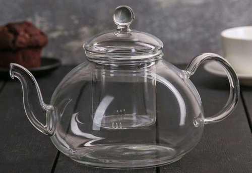 Чайник заварочный стеклянный с ситом / 850 мл