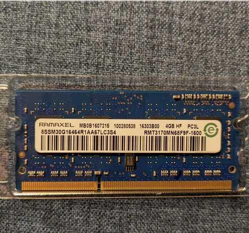 Оперативная память для ноутбука DDR3L 4Gb 1600mhz