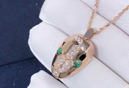 Булгари колье Serpenti 0.21 ct с малахитом